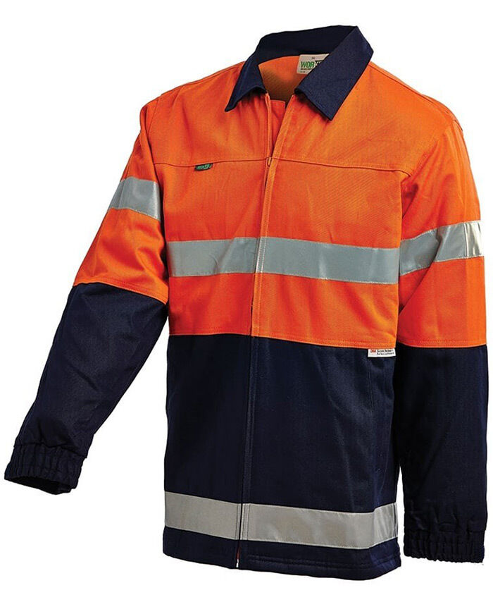 Hi-Vis 2 Tone Cotton Drill Taped Jacket - Workit Workwear